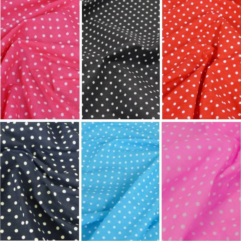 Polycotton Fabric 4mm Spots Polka Dots Spotty Craft Dress