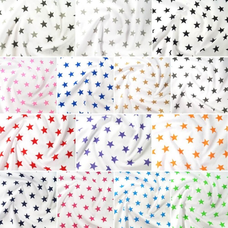Polycotton Fabric 27mm Starry Sky Stars On White Space Galaxy