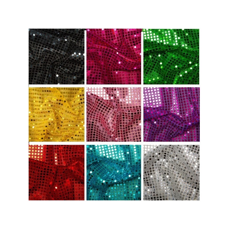 6mm Sequin Fabric Jersey Shiny Sparkly Material Nylon Fancy Dress Metallic