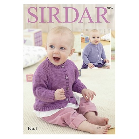 Sirdar Knitting Pattern 4846 Baby Cardigan With Pitcot Edging 0-3 Y...