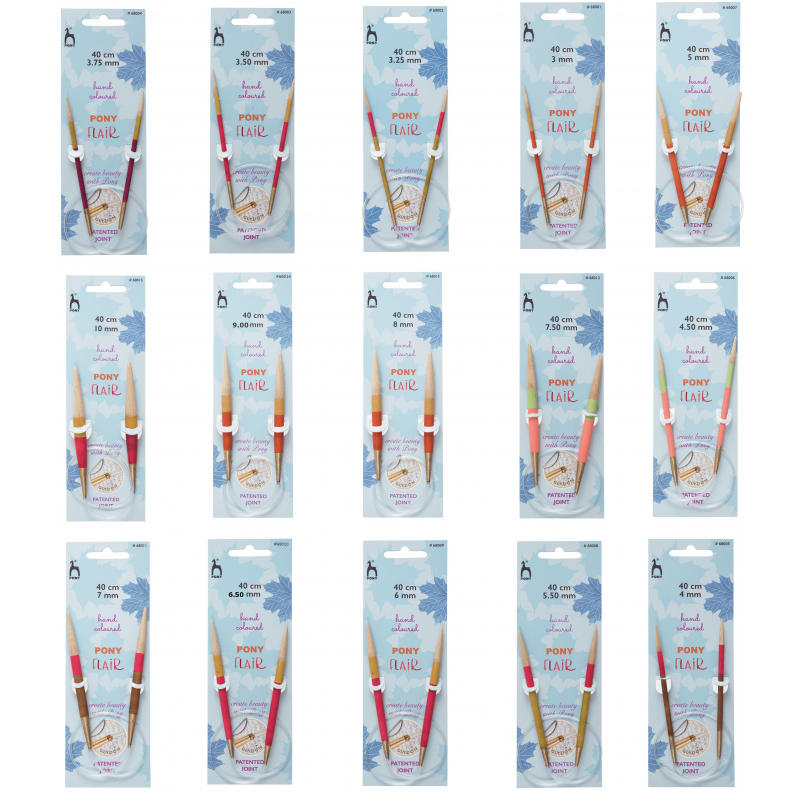 Pony 40cm Knitting Pins Circular Fixed Hand Coloured Flair Needles ...