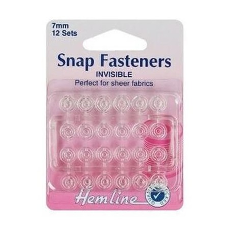 Hemline 7mm Sew On Snap Press Stud Fasteners Invisible Black or Clear