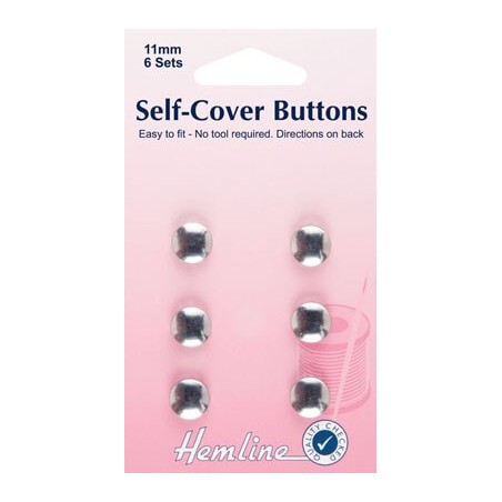 Hemline Self Cover Buttons Metal Top 11mm,15mm,19mm, 22mm,29mm,38mm