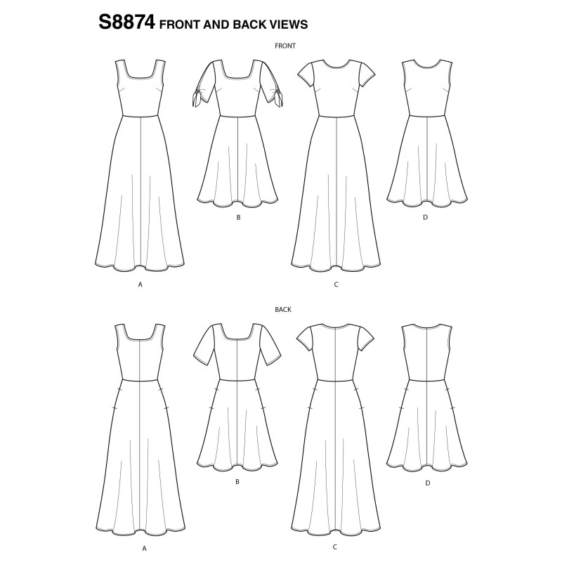 Simplicity Sewing Pattern 8874 Misses Fitted Bodice Casual Knit Dre...