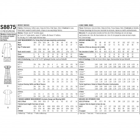 Simplicity Misses' Empire Waist Summer Dresses Sewing Pattern 8875