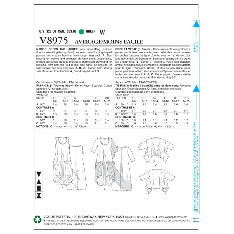 Vogue Sewing Pattern V8975 Women's Dress And Jacket