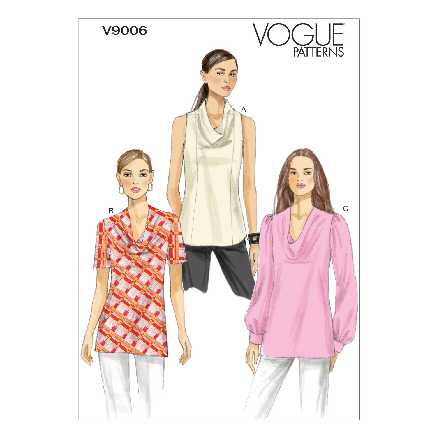 Vogue Sewing Pattern V9315 Women's Wrap Top With Sleeve Variations