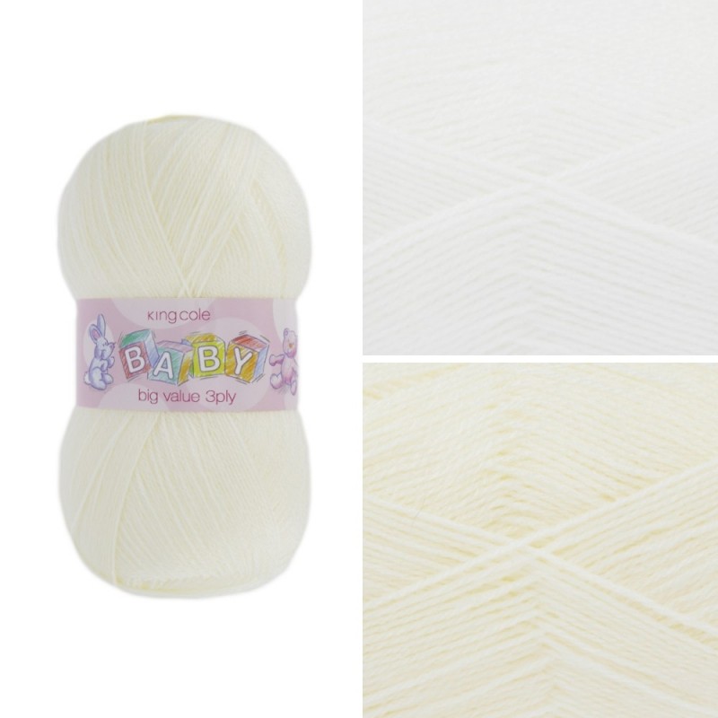 King Cole Big Value Baby 3 Ply Wool Yarn Knitting Yarn Wool 100g Ball ...