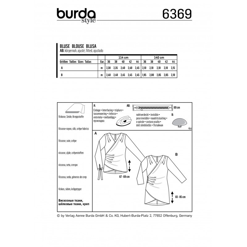Burda Style Misses' Fitted Blouse with Small Pleats Sewing Pattern ...