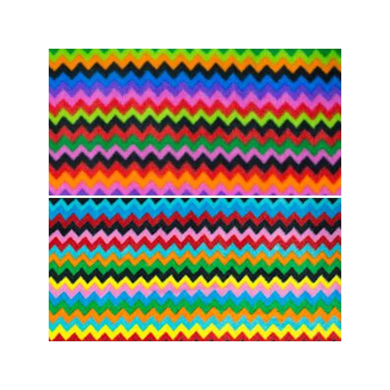 Polar Fleece Anti Pil Fabric Rainbow Crazy Zig Zag Chevron Stripes