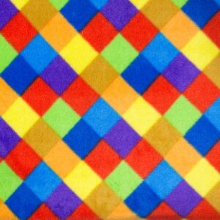 Polar Fleece Anti Pil Fabric Multi Coloured Check Squares