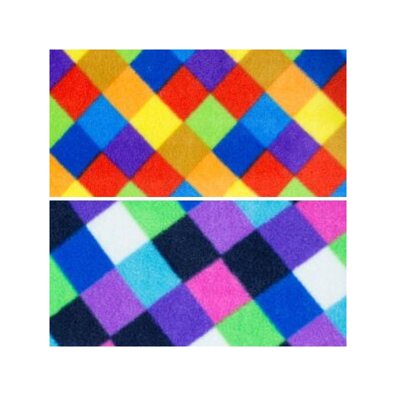 Polar Fleece Anti Pil Fabric Multi Coloured Check Squares
