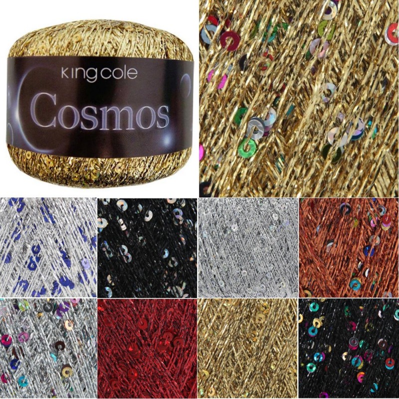 King Cole 25g Metallic Cosmos Glitter Knitting Yarn Wool Sparkle Se...