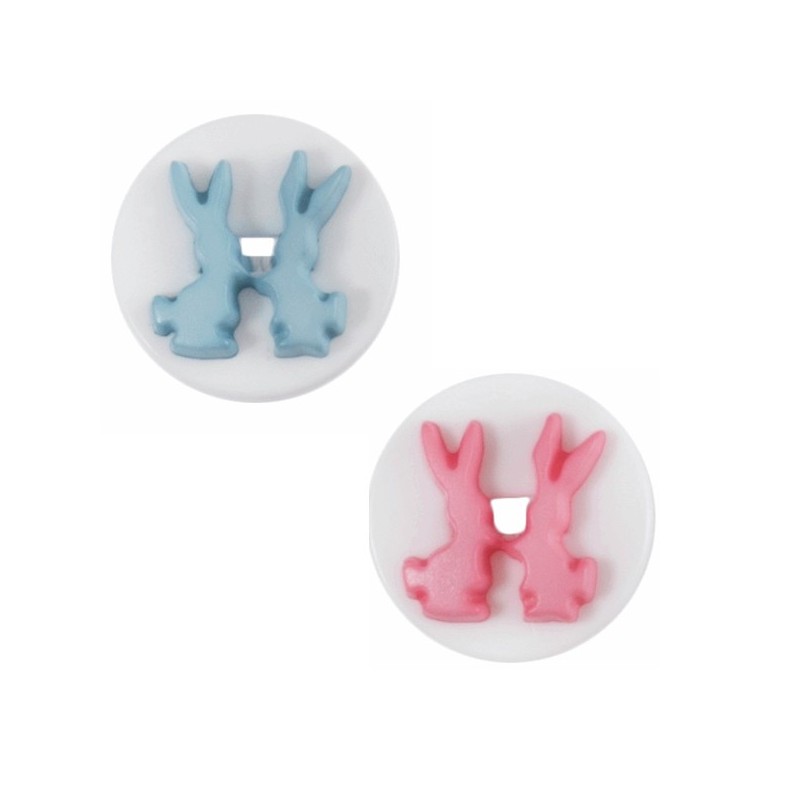 ABC Buttons 1 x Bunny Rabbits Button 14mm Nylon Shank 22 Lignes