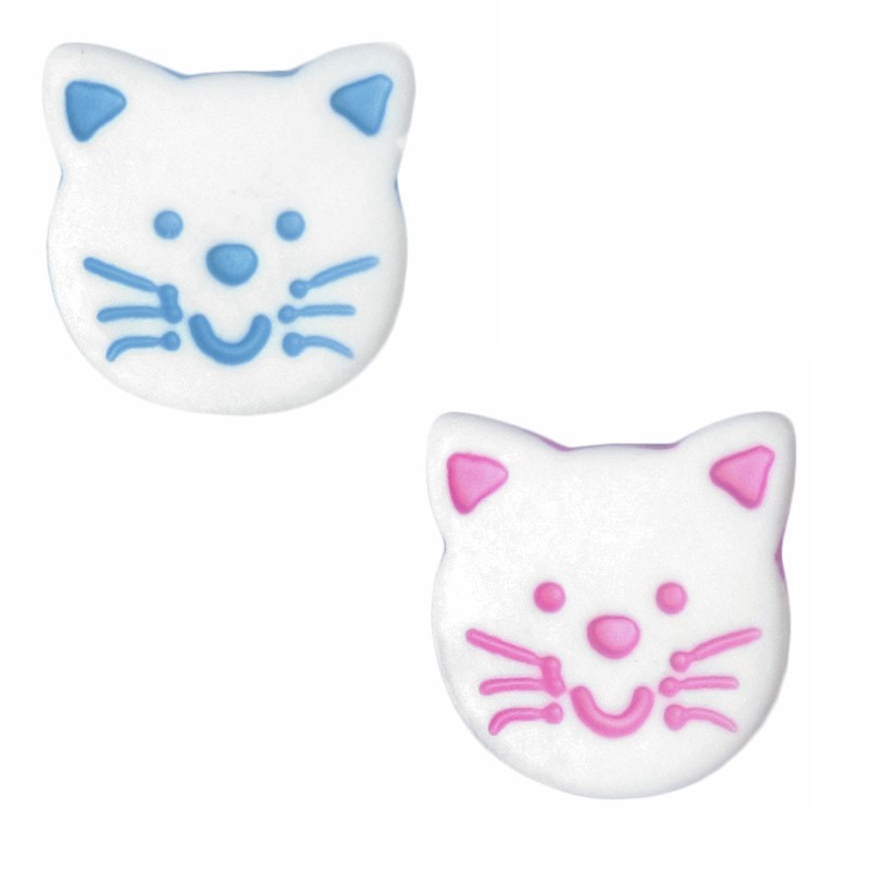 ABC Buttons 1 x 14mm White Cute Cat Face Button Shank Nylon