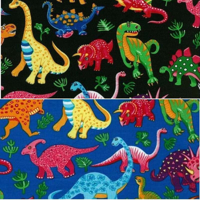 100% Cotton Fabric Nutex Dinosaur Dance Patchwork T-Rex Dino