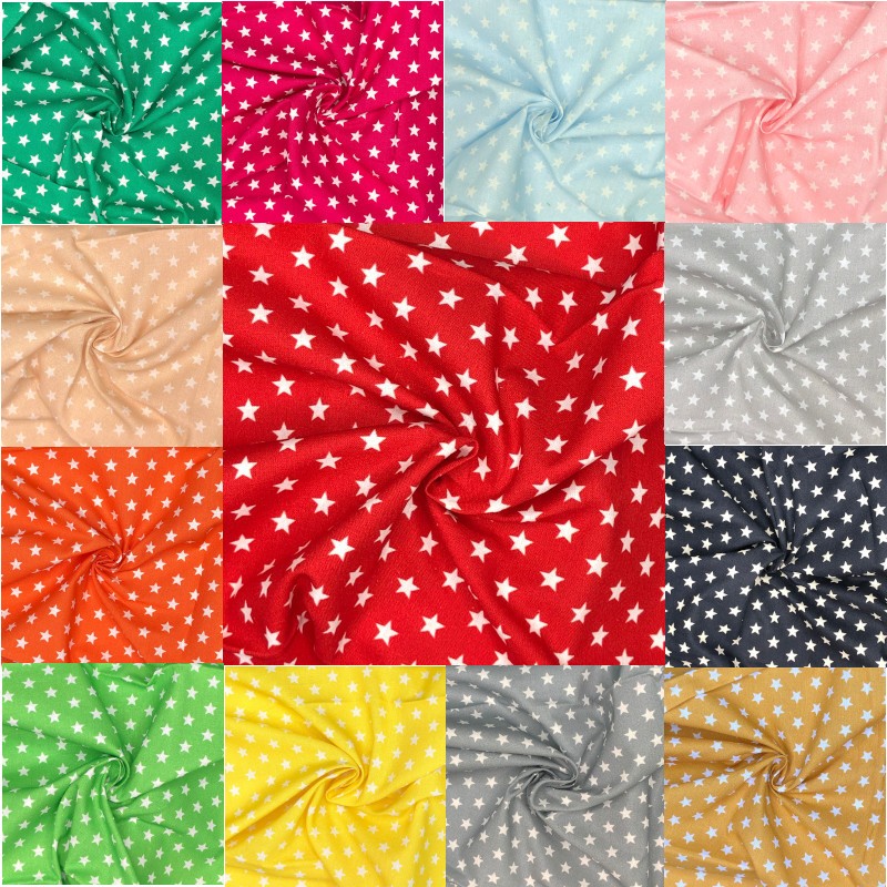 100% Cotton Fabric Small Stars Star Coloured Background 140cm Wide Crafty
