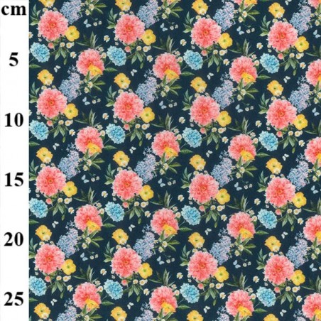 100% Cotton Fabric John Louden Floral Flower Bloom Daisy Butterflies ...